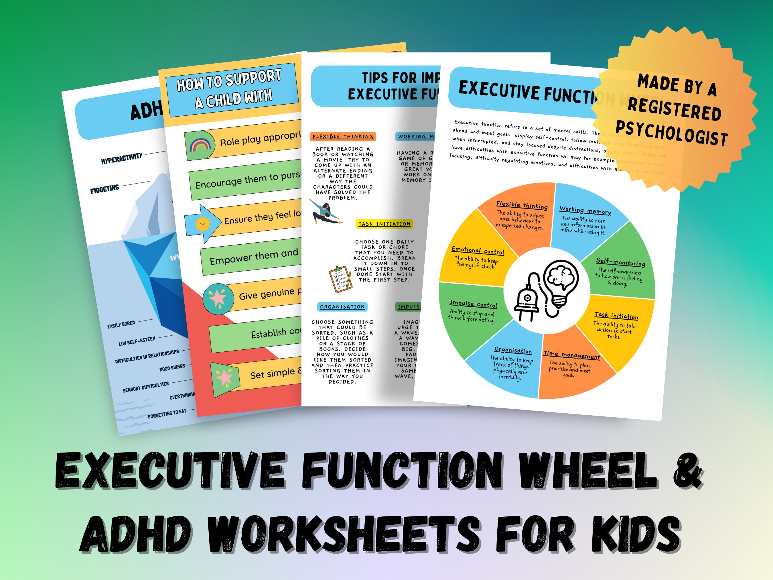 Executive Function Wheel & ADHD Worksheets for Kids ADHD - Etsy