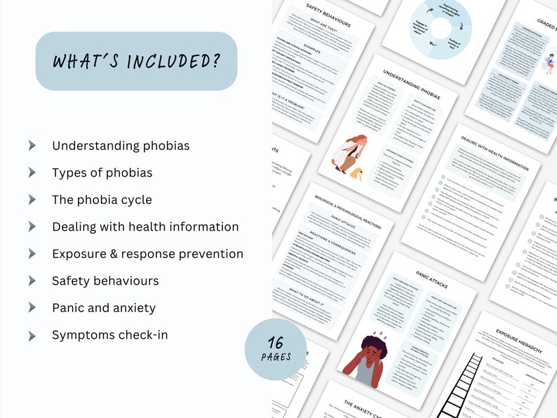 Phobia Worksheets for Managing Anxiety and Fear, CBT Therapy for ...