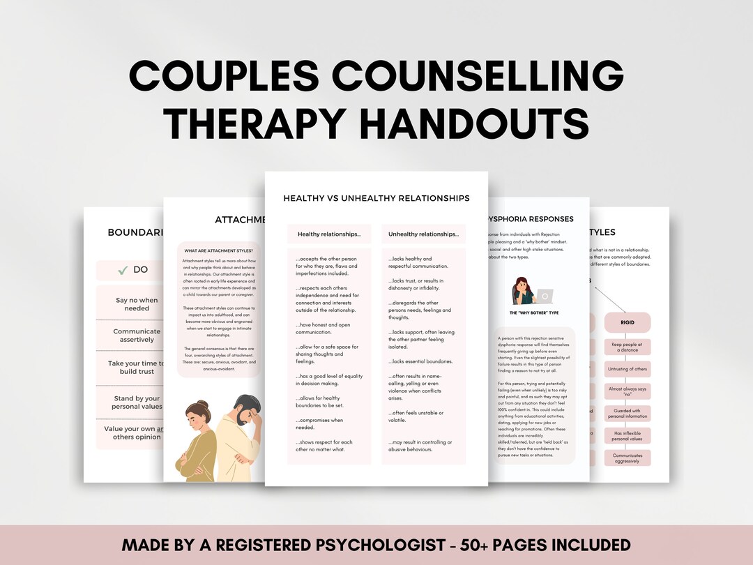 Couples Therapy Handouts: Relationship Counseling Worksheets (50+ Pages ...
