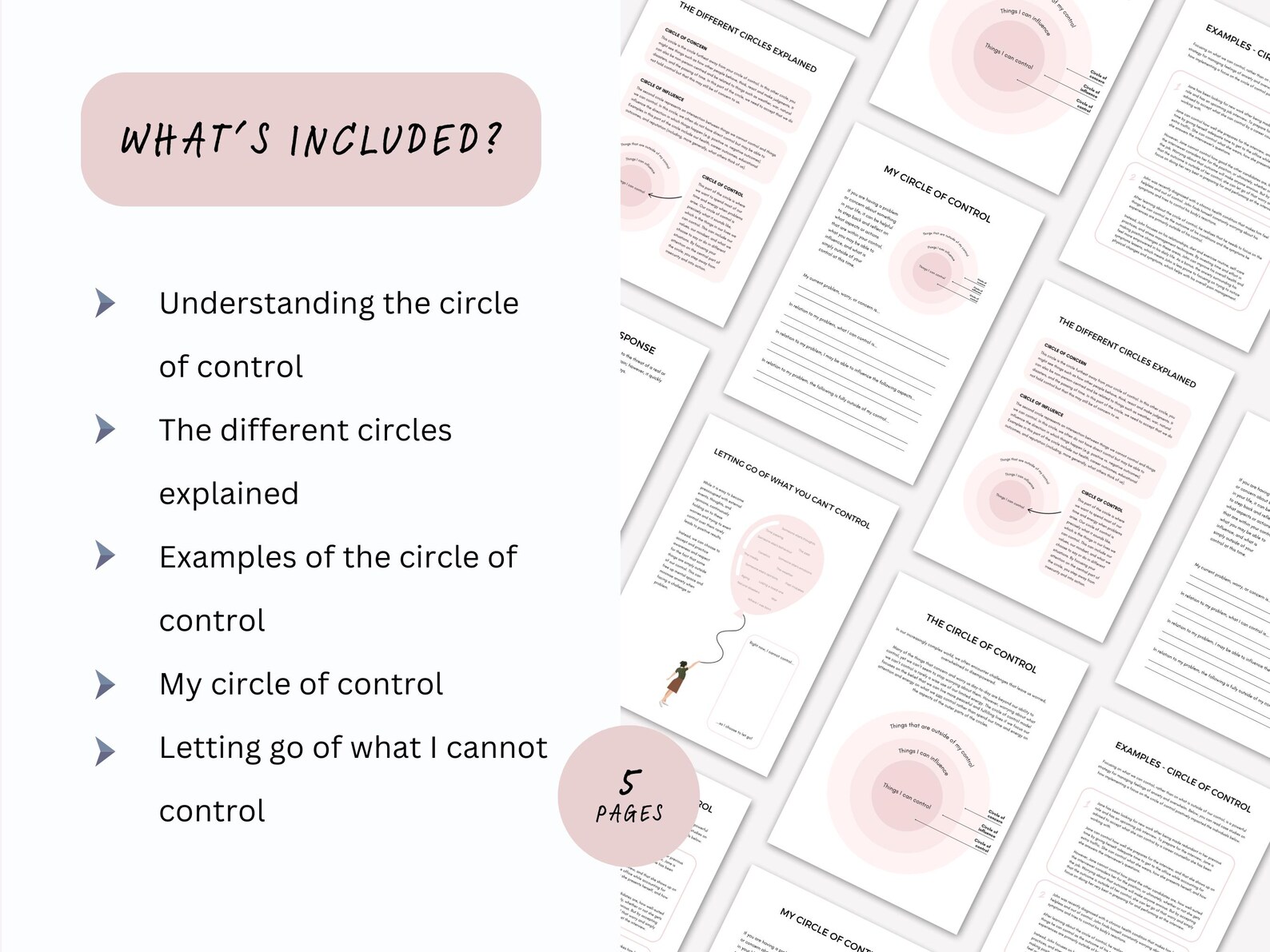 Circle of Control Worksheets: Anxiety & Overwhelm Therapy Resource - Etsy