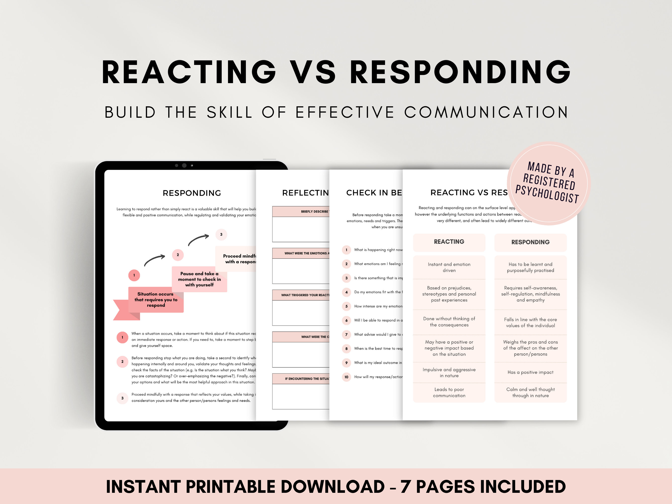 Reacting Vs Responding Worksheets, Interpersonal Communication Skills ...