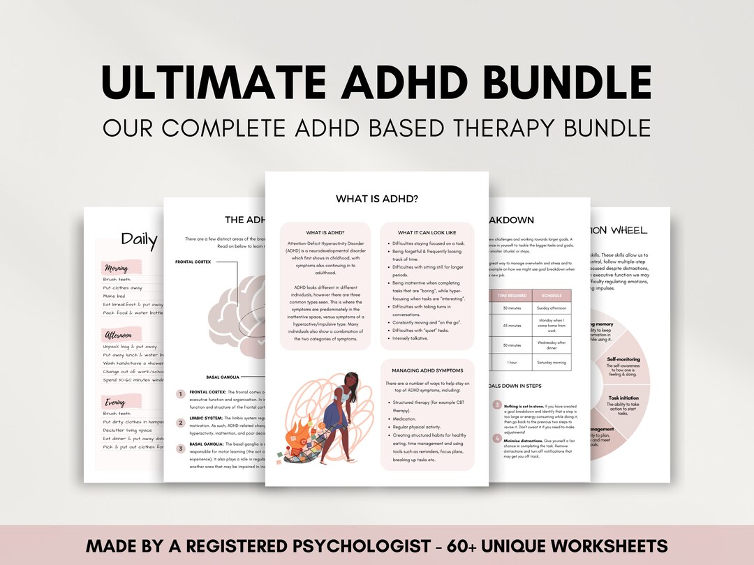 ADHD Mega Bundle for Therapist or Counselor, ADHD Symptoms for Adults and Teens, ADHD Late ...