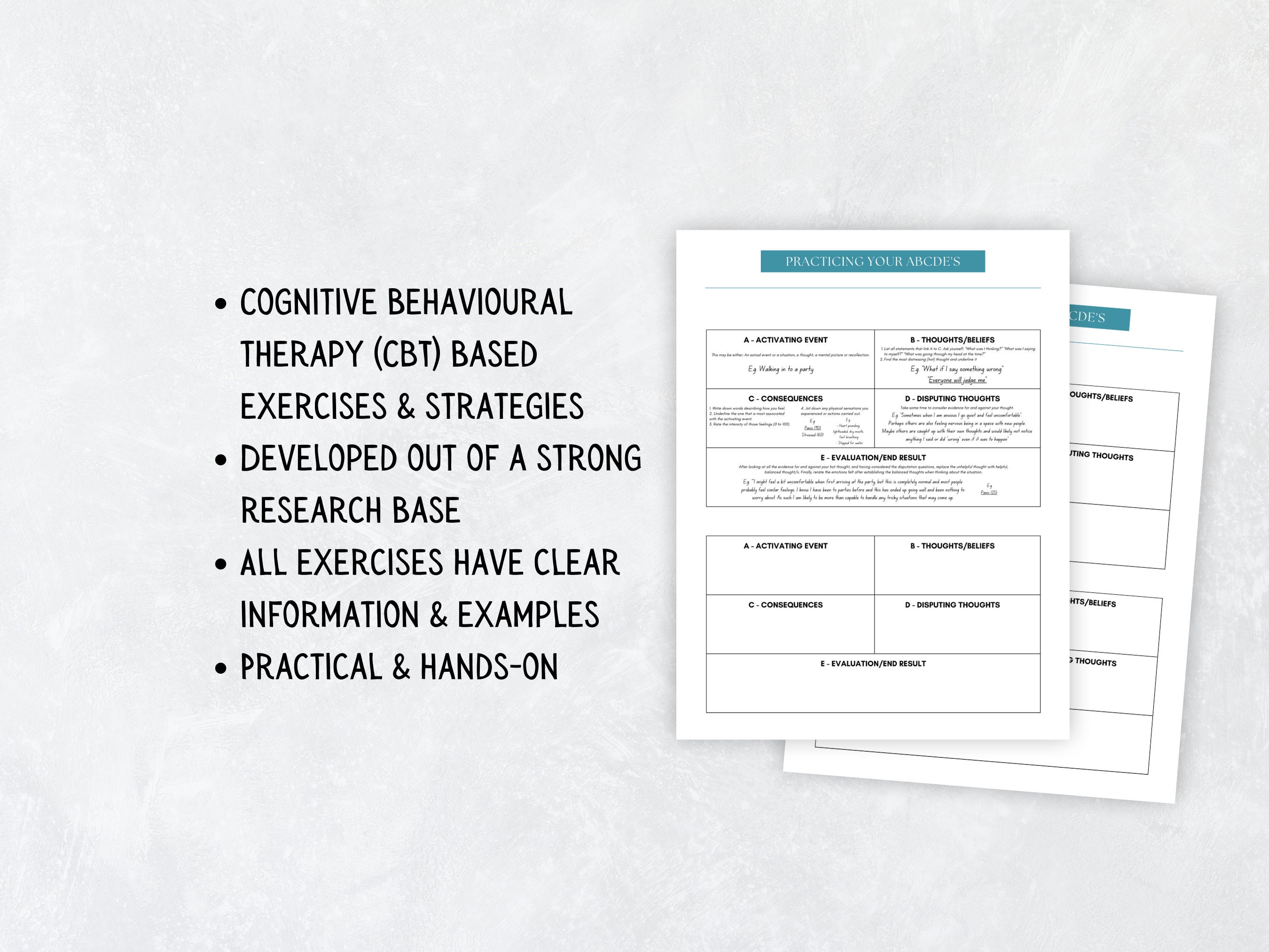 CBT Worksheets for Adults & Teens Thought Challenging Worksheets ...