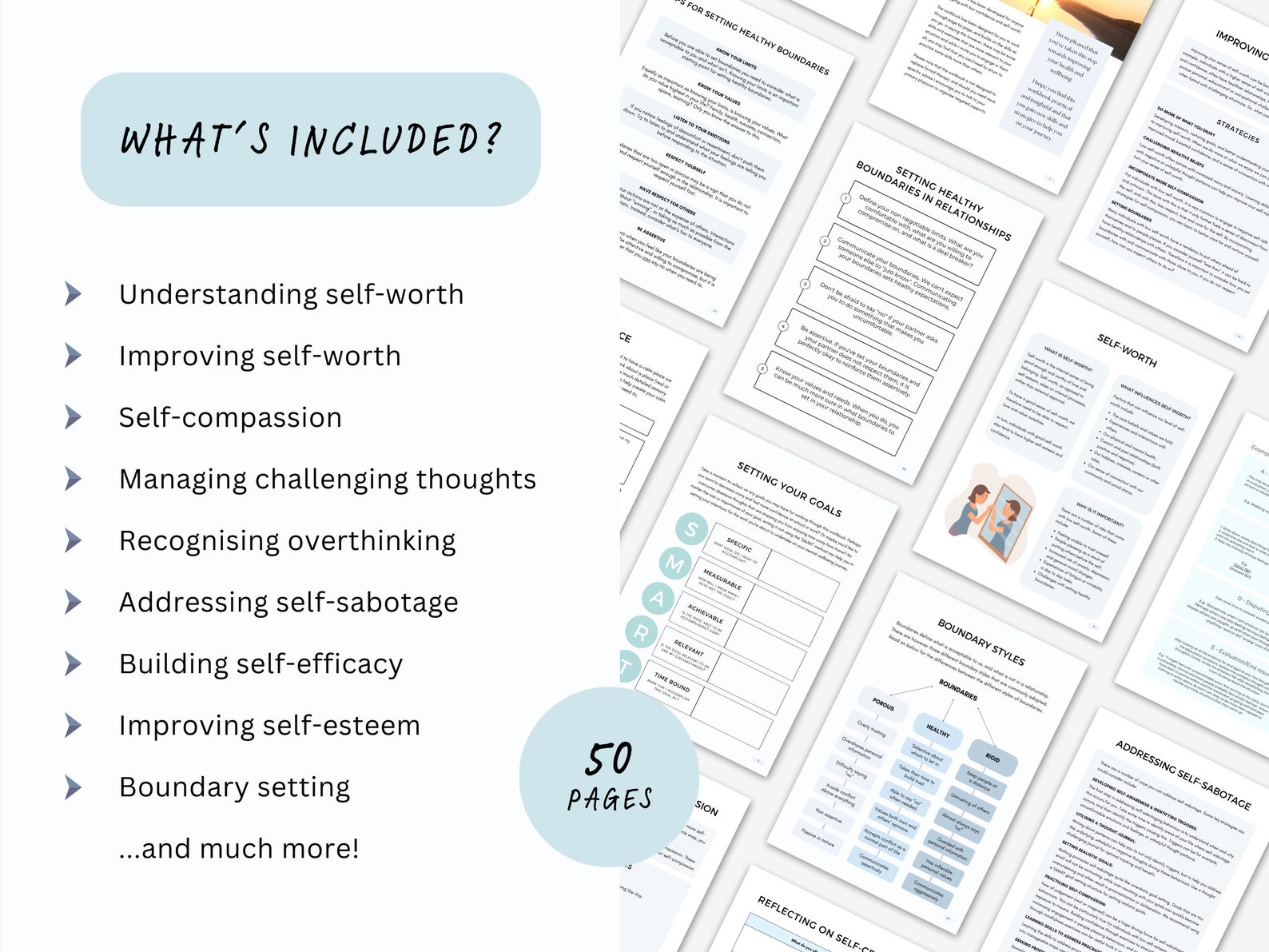 Self Worth Worksheets for Building Self Esteem and Self Confidence ...
