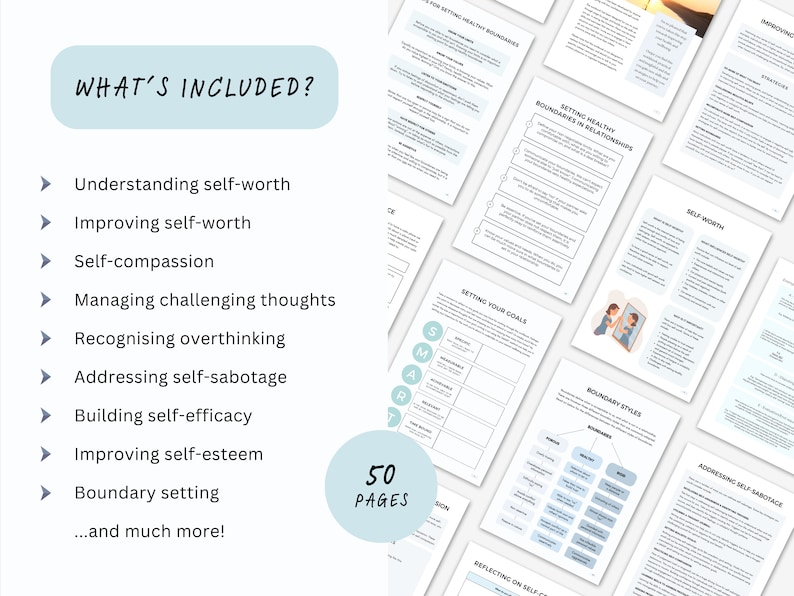 Self Worth Worksheets for Building Self Esteem and Self Confidence ...