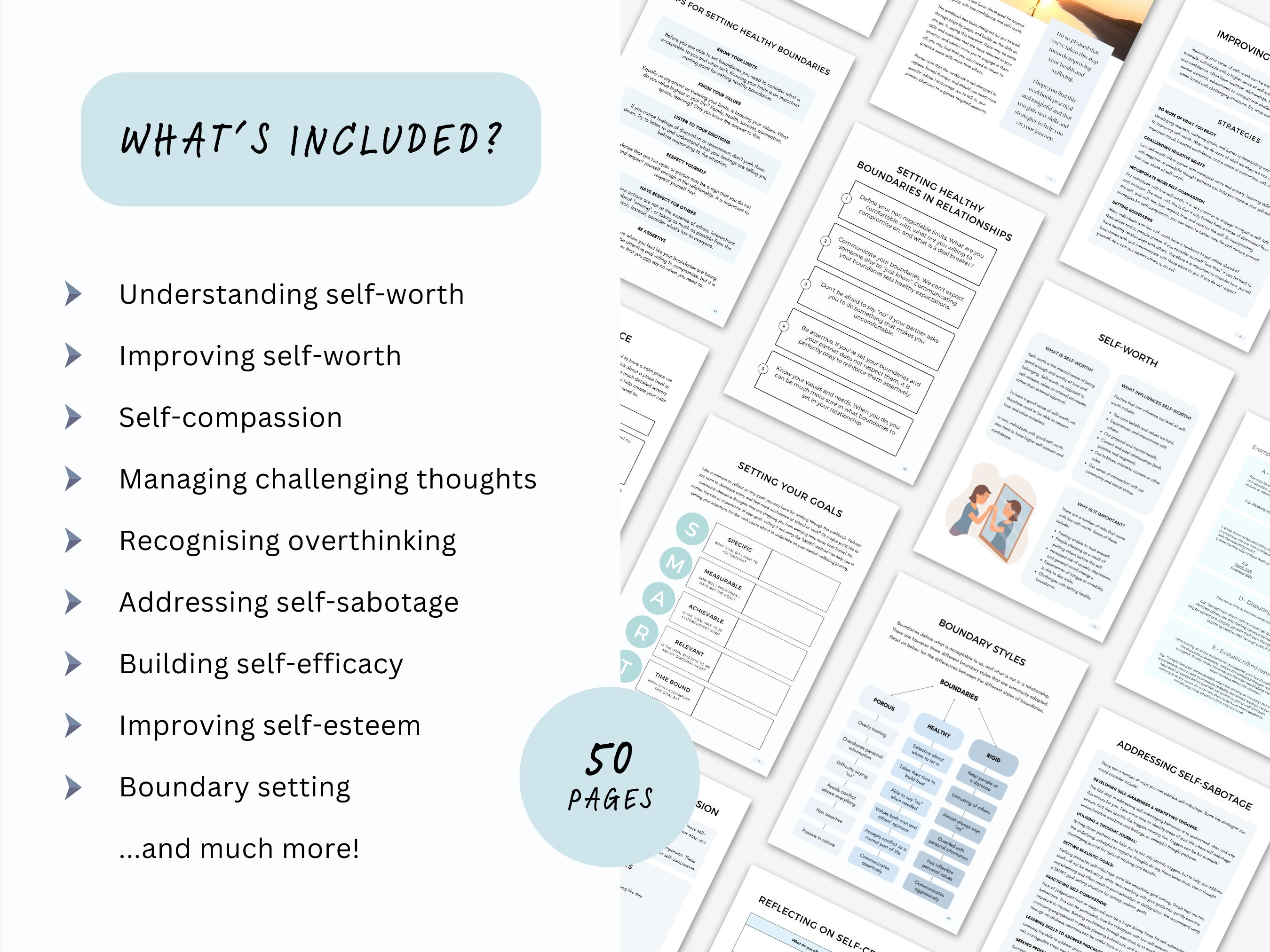 Self Worth Worksheets for Building Self Esteem and Self Confidence ...