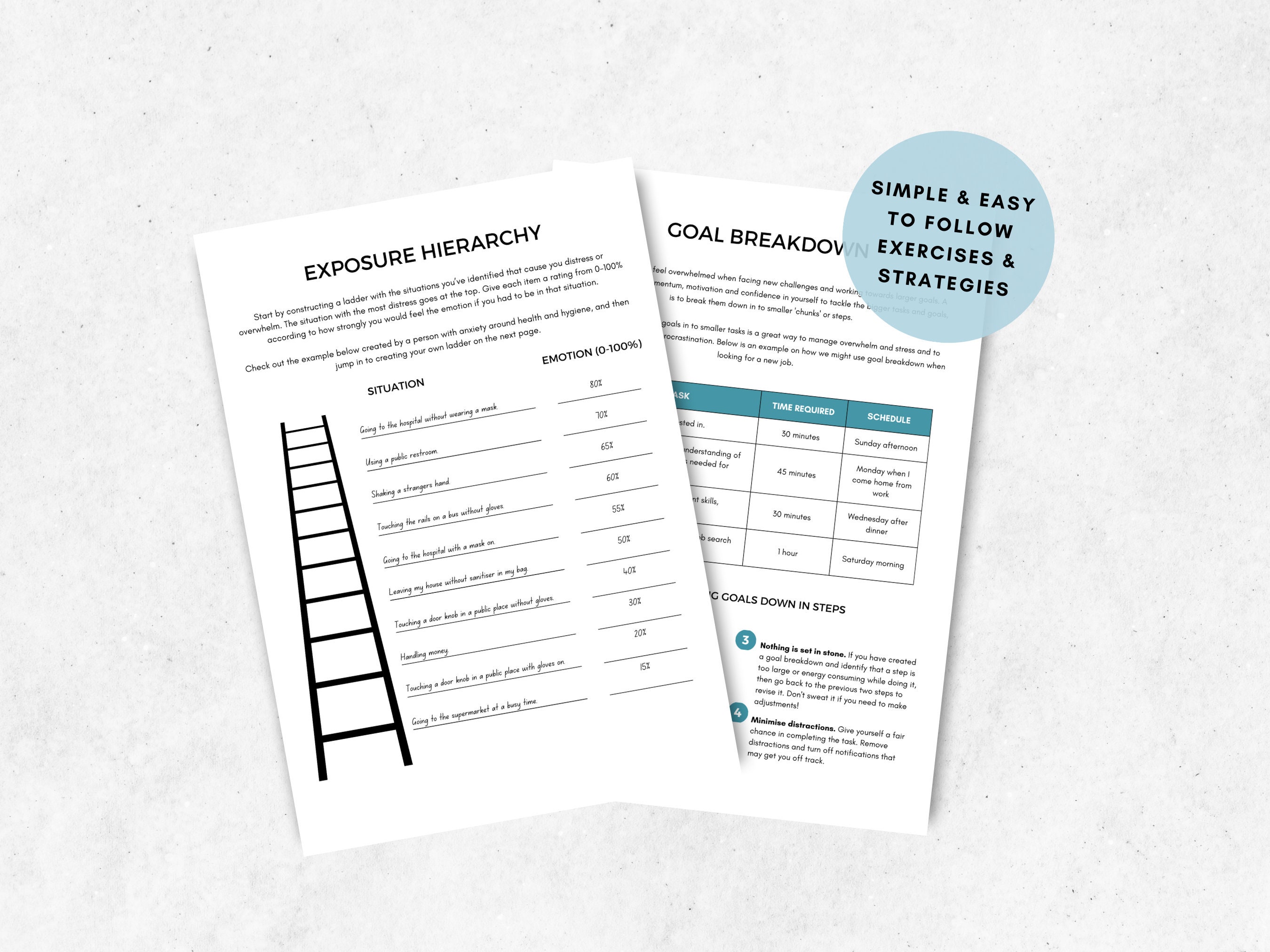 OCD Worksheets Bundle, CBT Workbook for Adults, Cognitive Behavioural ...