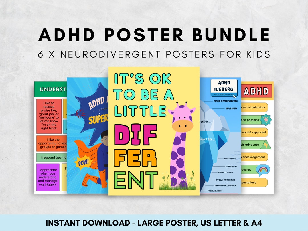 ADHD Posters for Kids Neurodivergent Poster Bundle for - Etsy