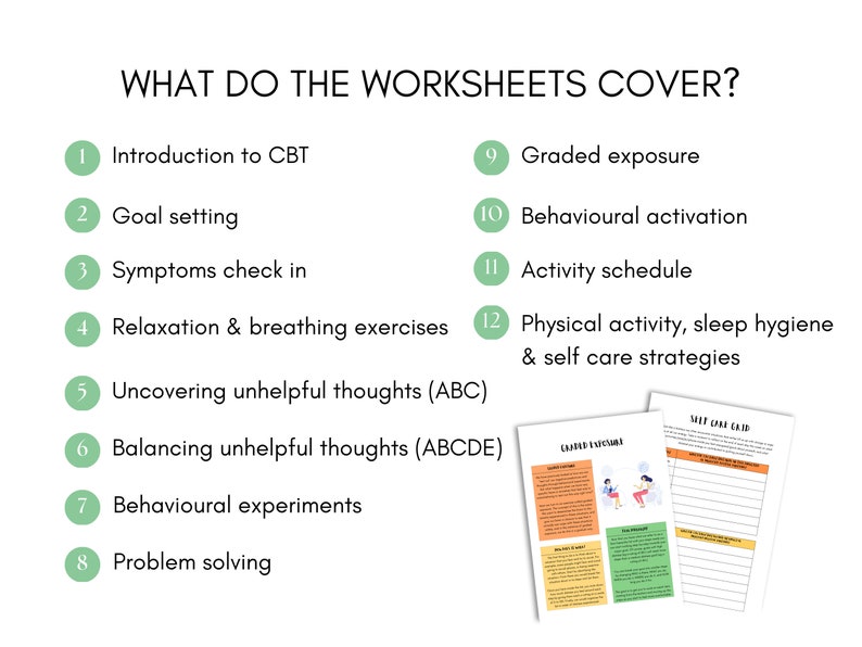 CBT Worksheets for Teens Bundle CBT Worksheets Anxiety - Etsy