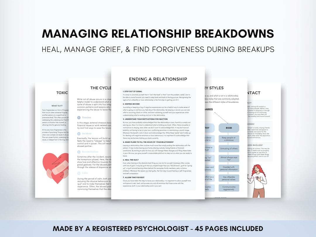 Managing Breakups Therapy Worksheets, Exercises and Activities to ...