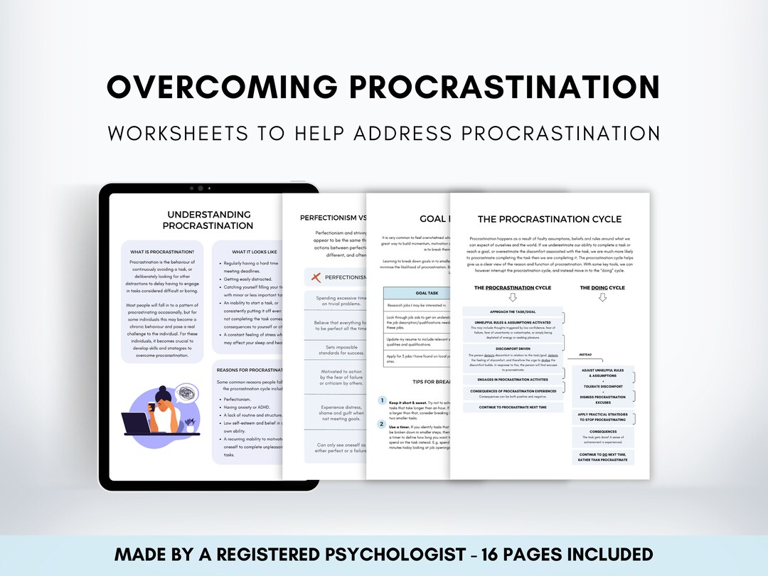 Procrastination Worksheet Bundle: Coping Skills & Productivity ...
