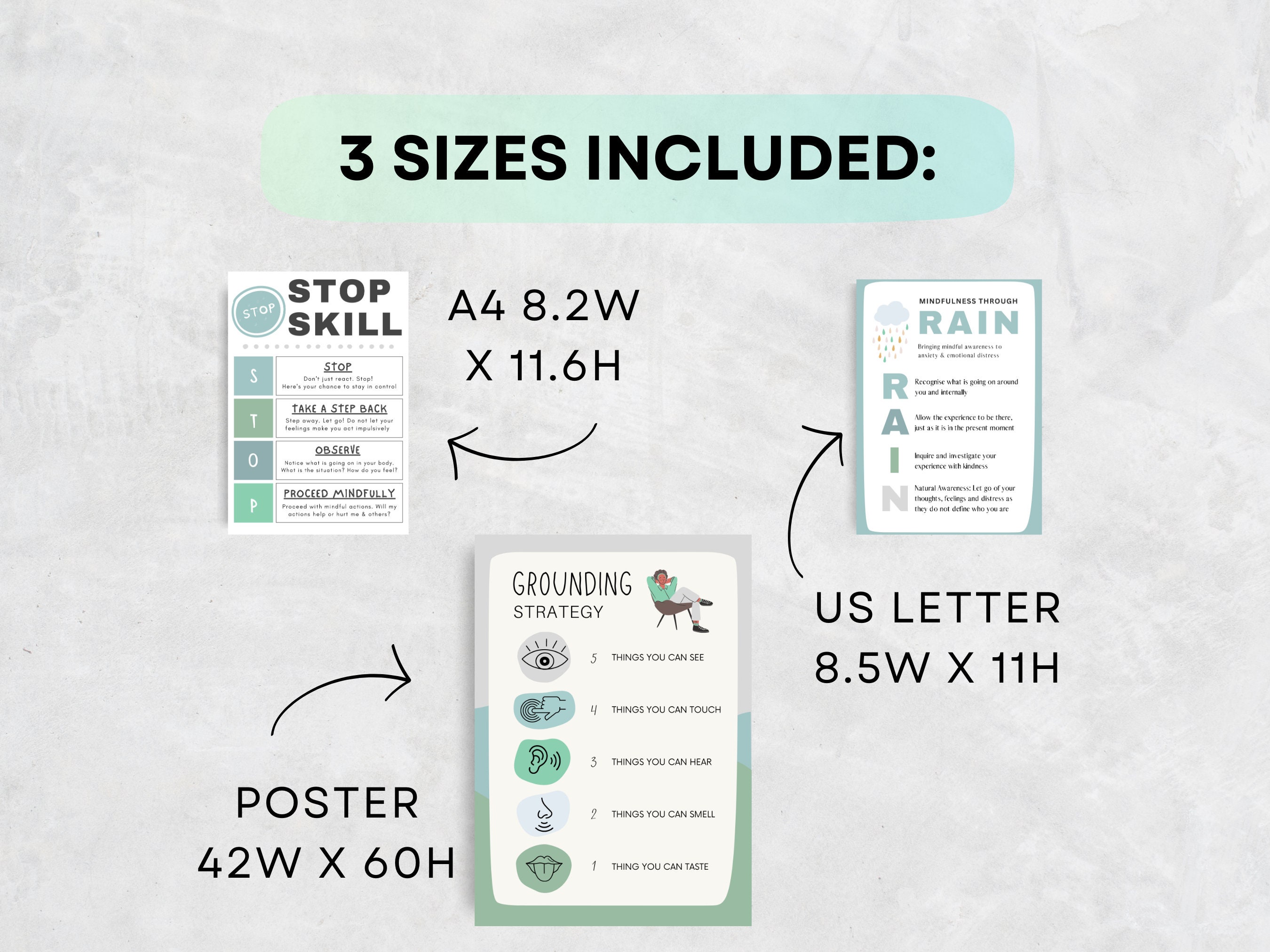 Grounding Poster Bundle for Counselor Grounding Exercise Prints for ...