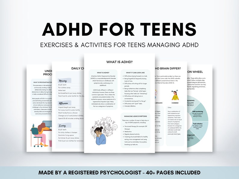 ADHD Worksheets for Teens to Better Understand ADHD Brain and Executive ...
