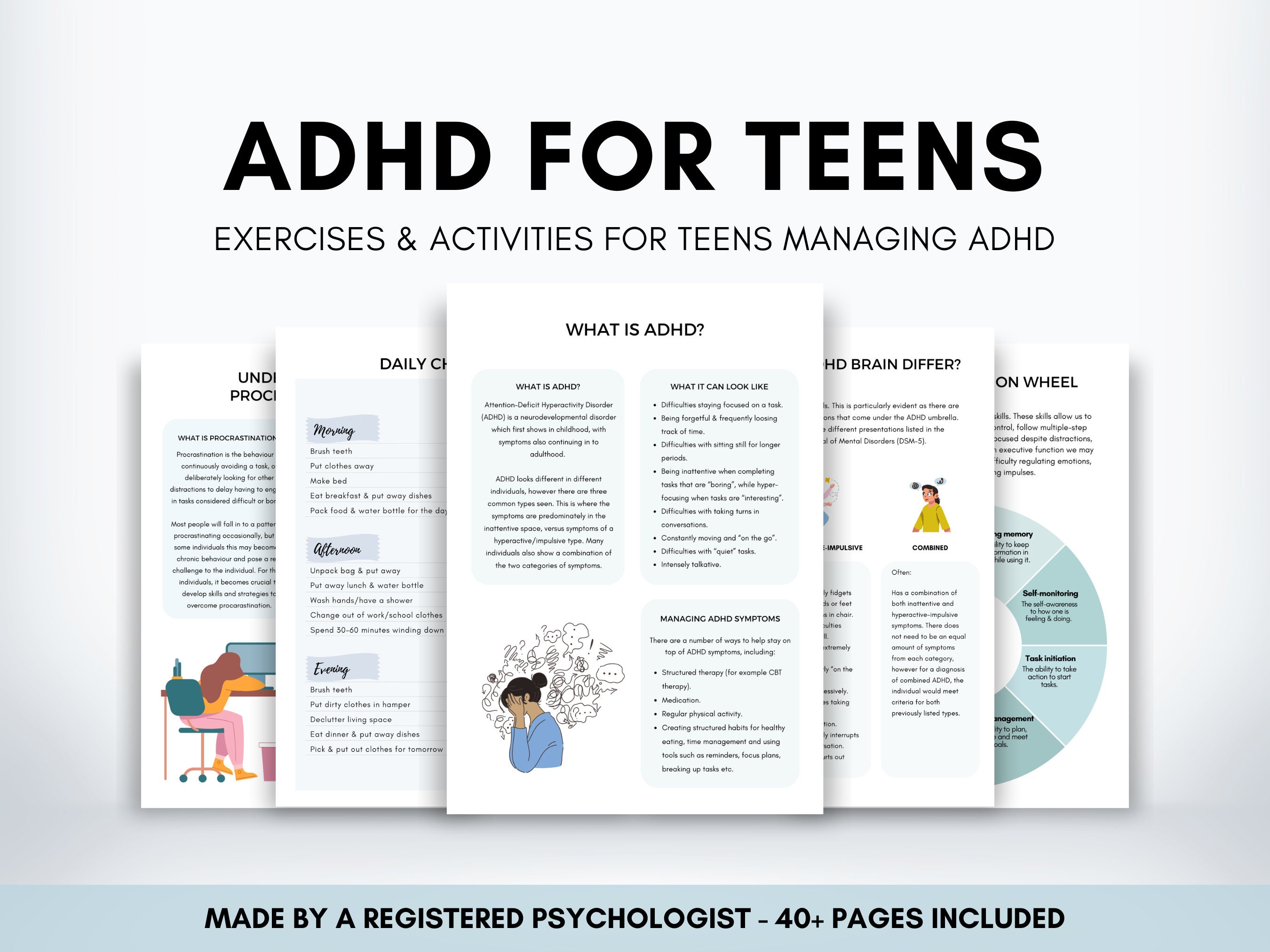 ADHD Worksheets for Teens to Better Understand ADHD Brain and Executive ...