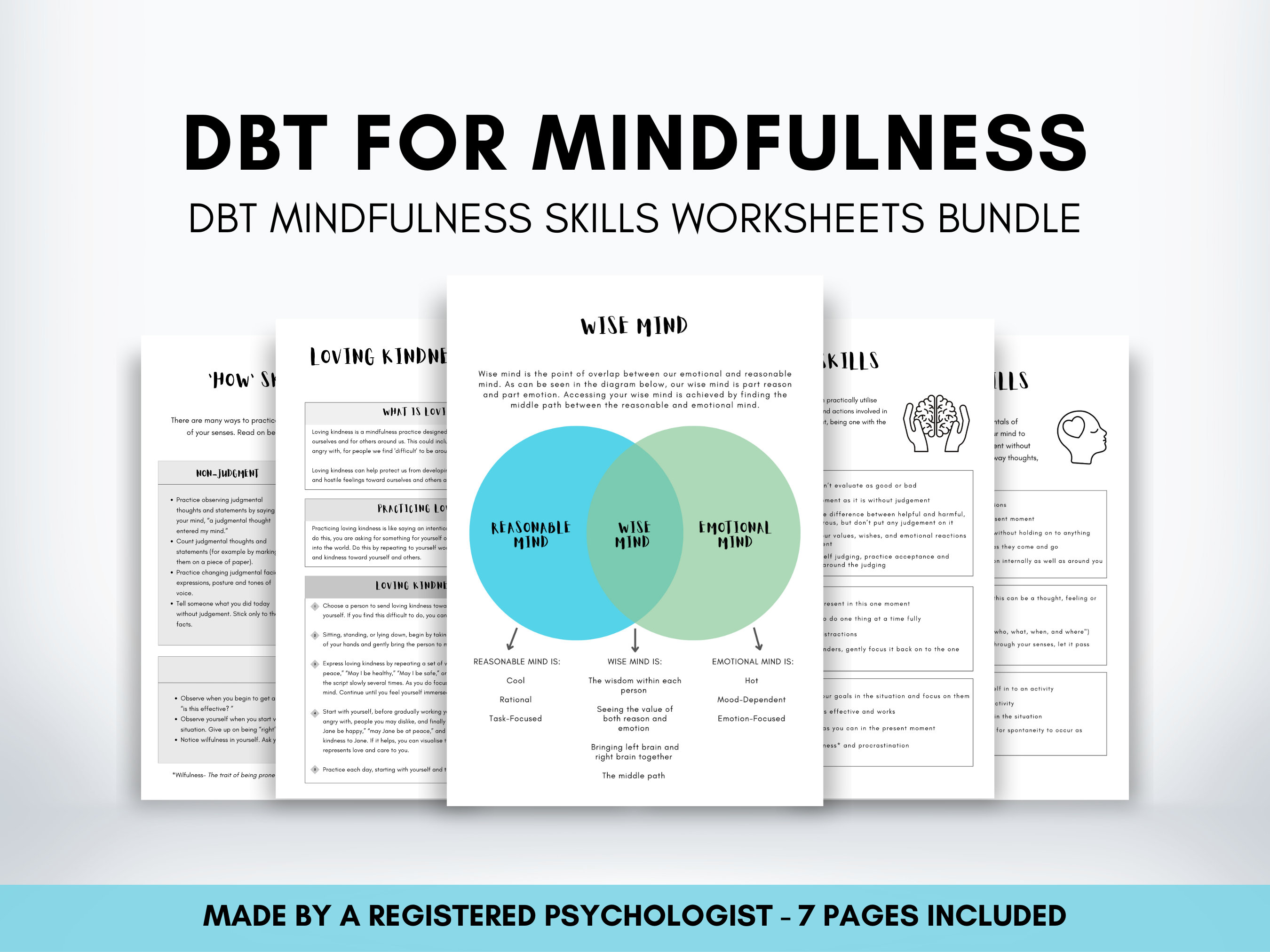 DBT Skills Worksheets for Mindfulness, Dialectical Behaviour Therapy ...