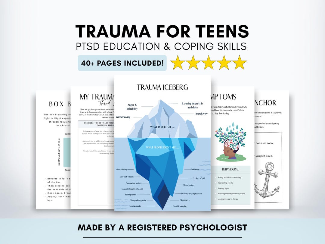 Trauma Coping Skills Workbook Bundle: CBT, PTSD Resources for Teens ...