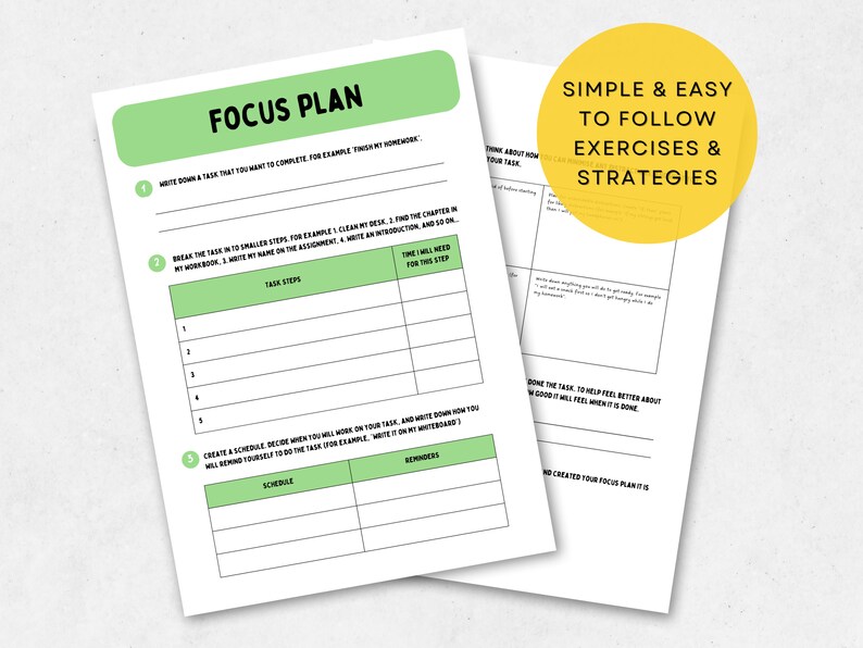 Kids ADHD Toolbox Bundle ADHD for Kids Planner Worksheets Children ...