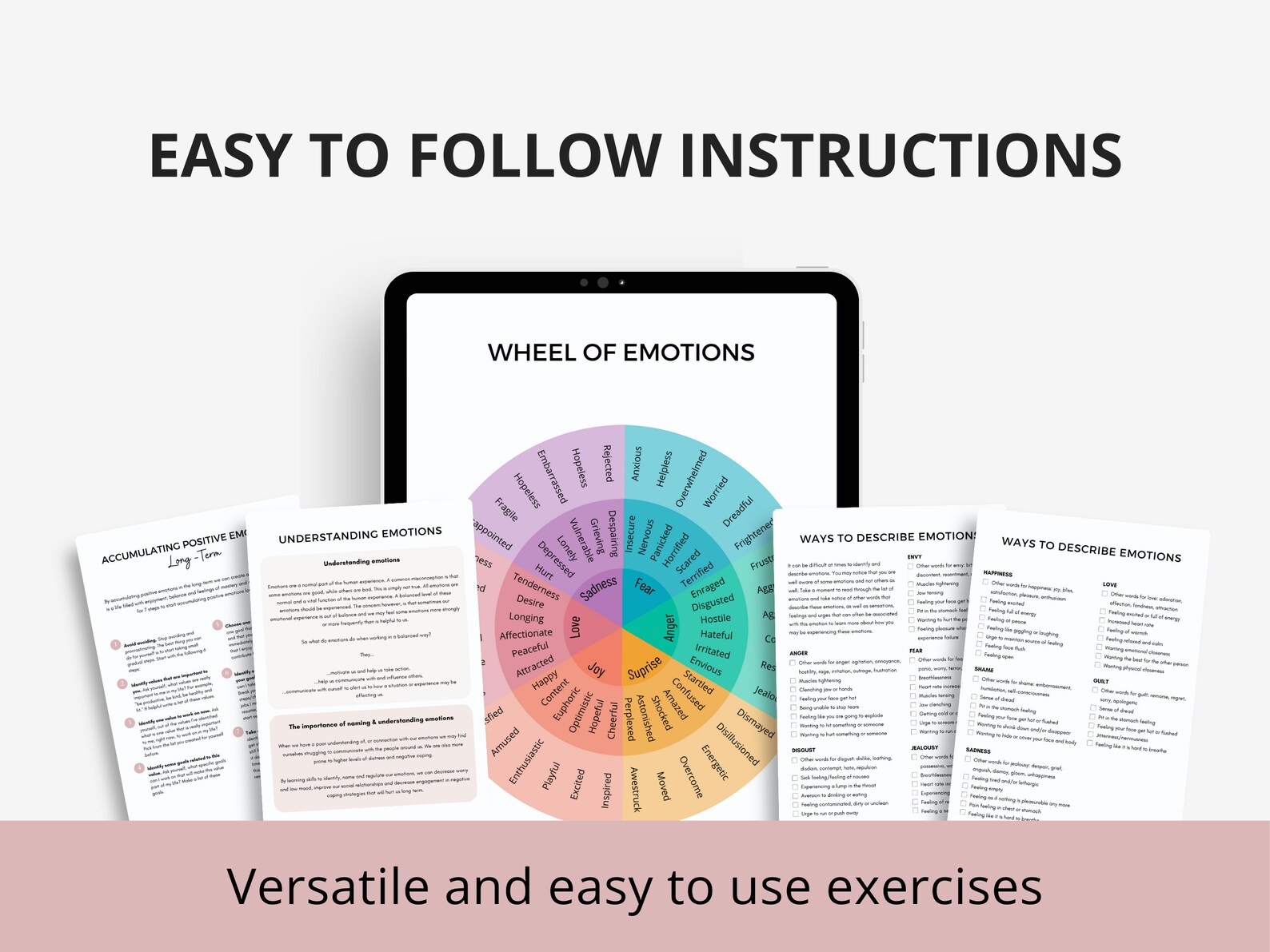 Emotional Awareness Worksheets and Wheel of Emotions Bundle for ...