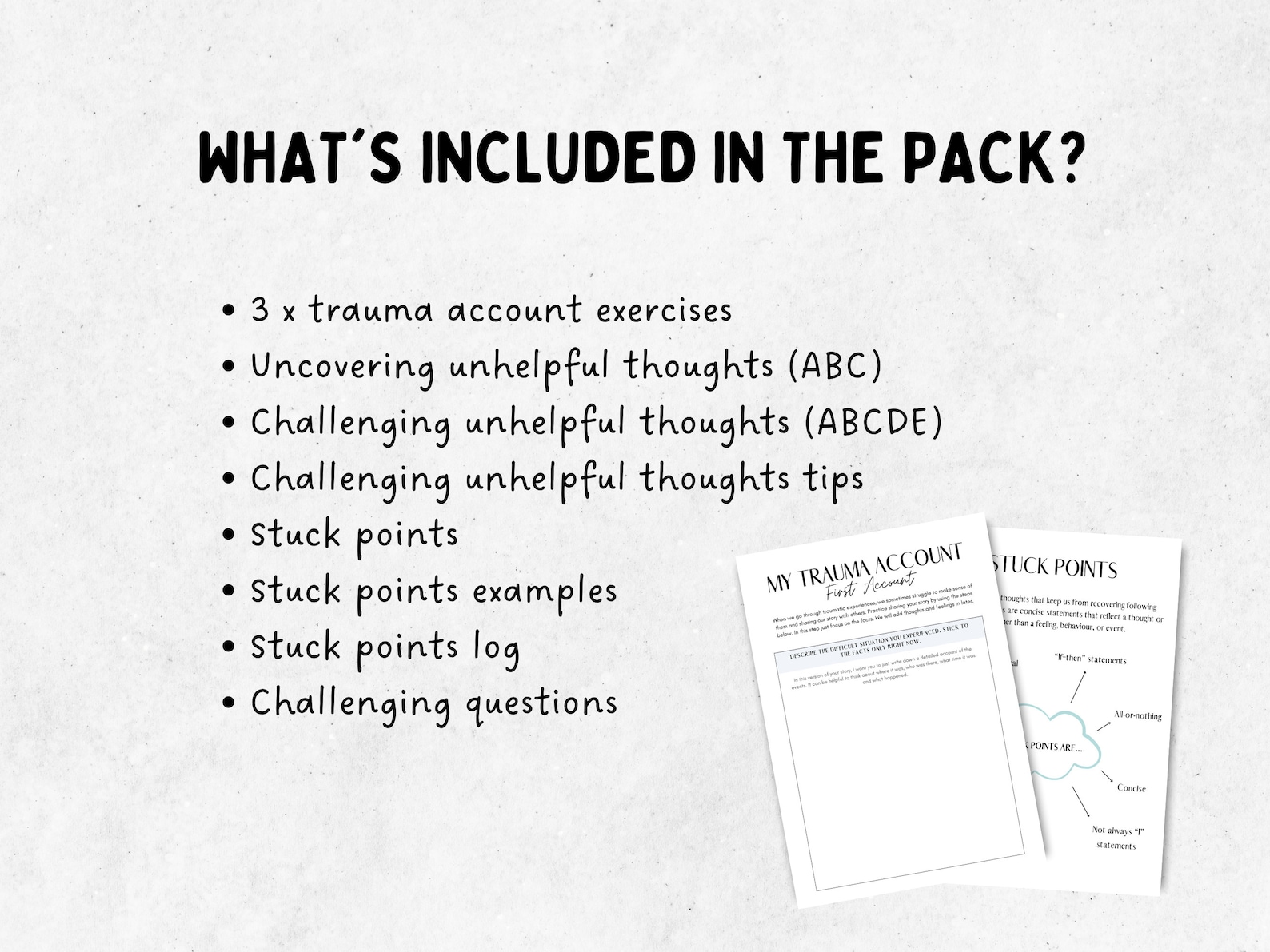 CPT Trauma Therapy Worksheets With Thought Challenging and Stuck Points ...