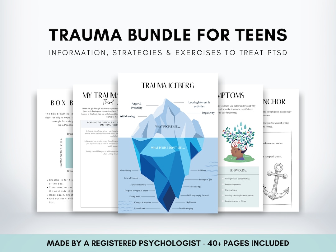 Trauma for Teens, Coping Skills Worksheet Bundle, PTSD Workbook for ...