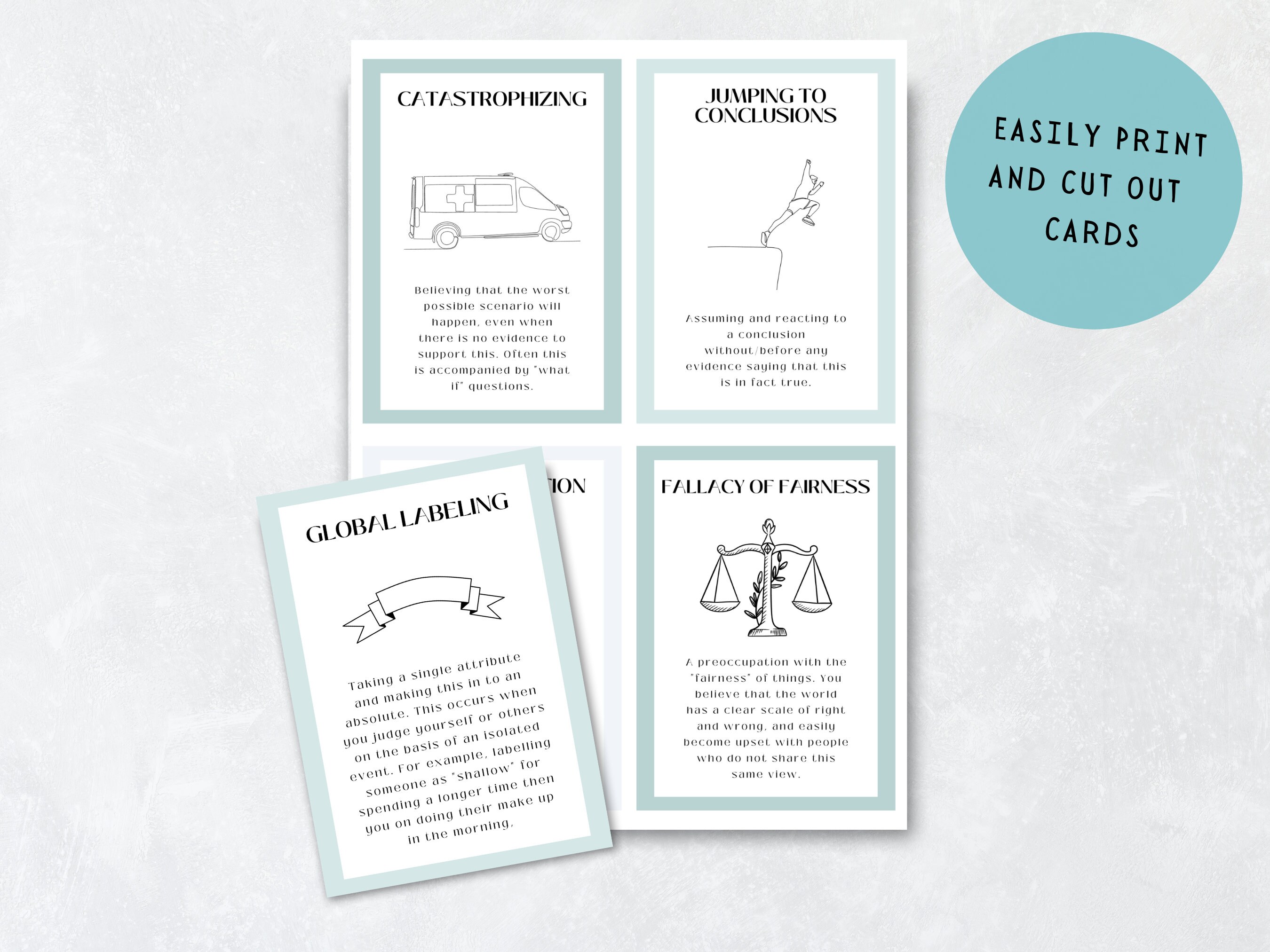 Cognitive Distortion Coping Skills Cards CBT Therapy Cards - Etsy
