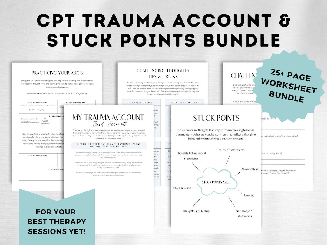 CPT Trauma Therapy Worksheets Bundle Trauma Healing Bundle - Etsy