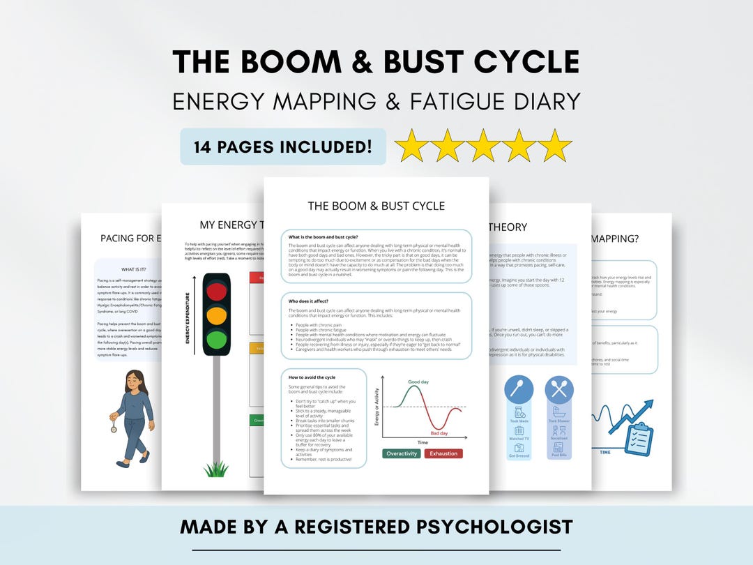 Boom and Bust Cycle Worksheets With Energy Mapping, Spoon Theory ...