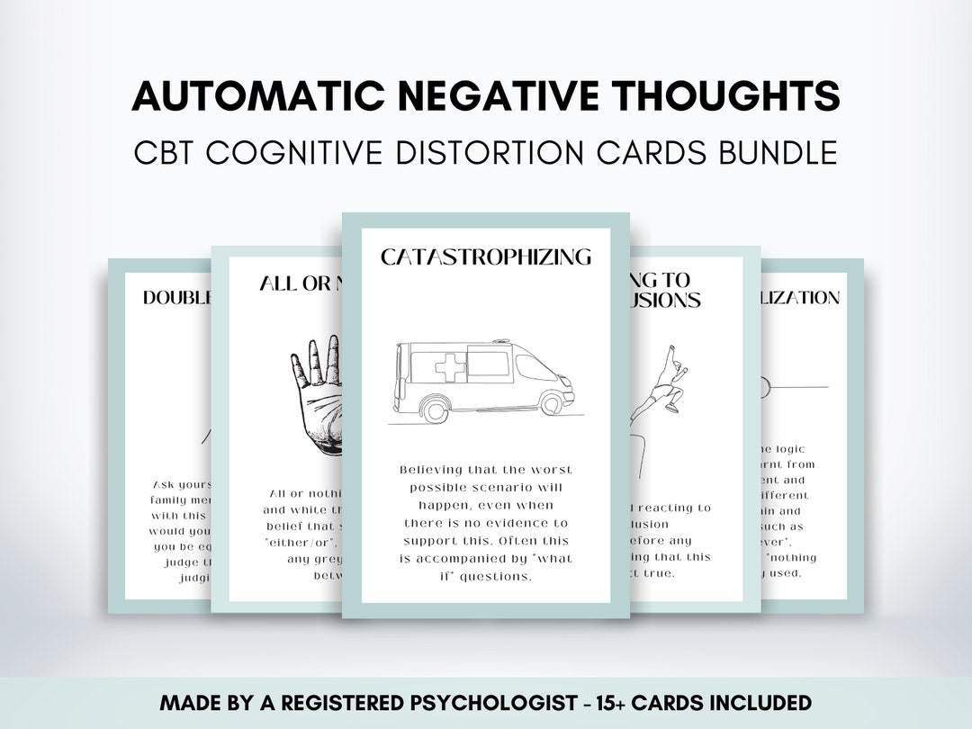 CBT Cognitive Distortion Cards for Adults and Teens for Challenging ...