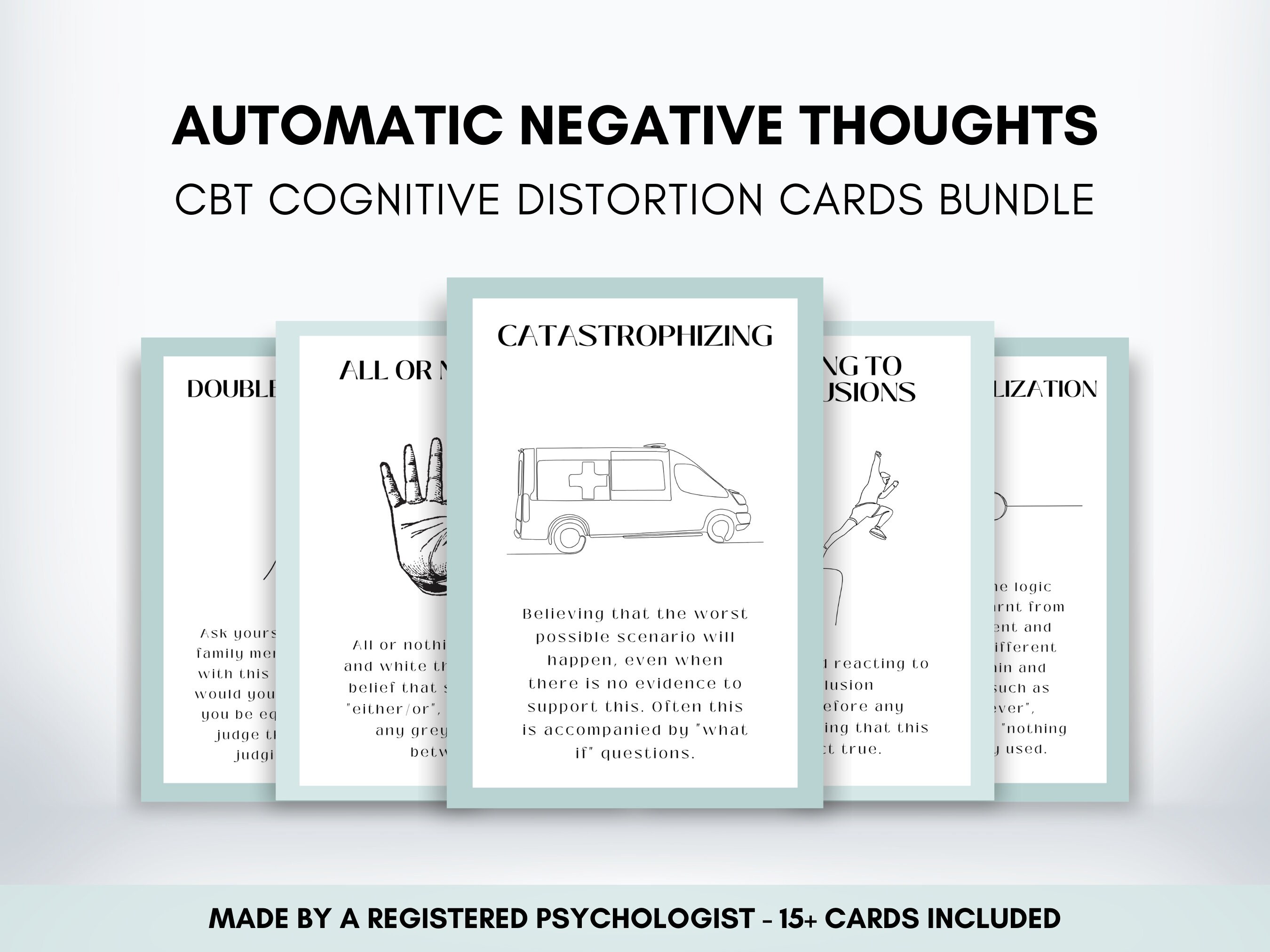 CBT Cognitive Distortion Cards for Adults and Teens for Challenging ...