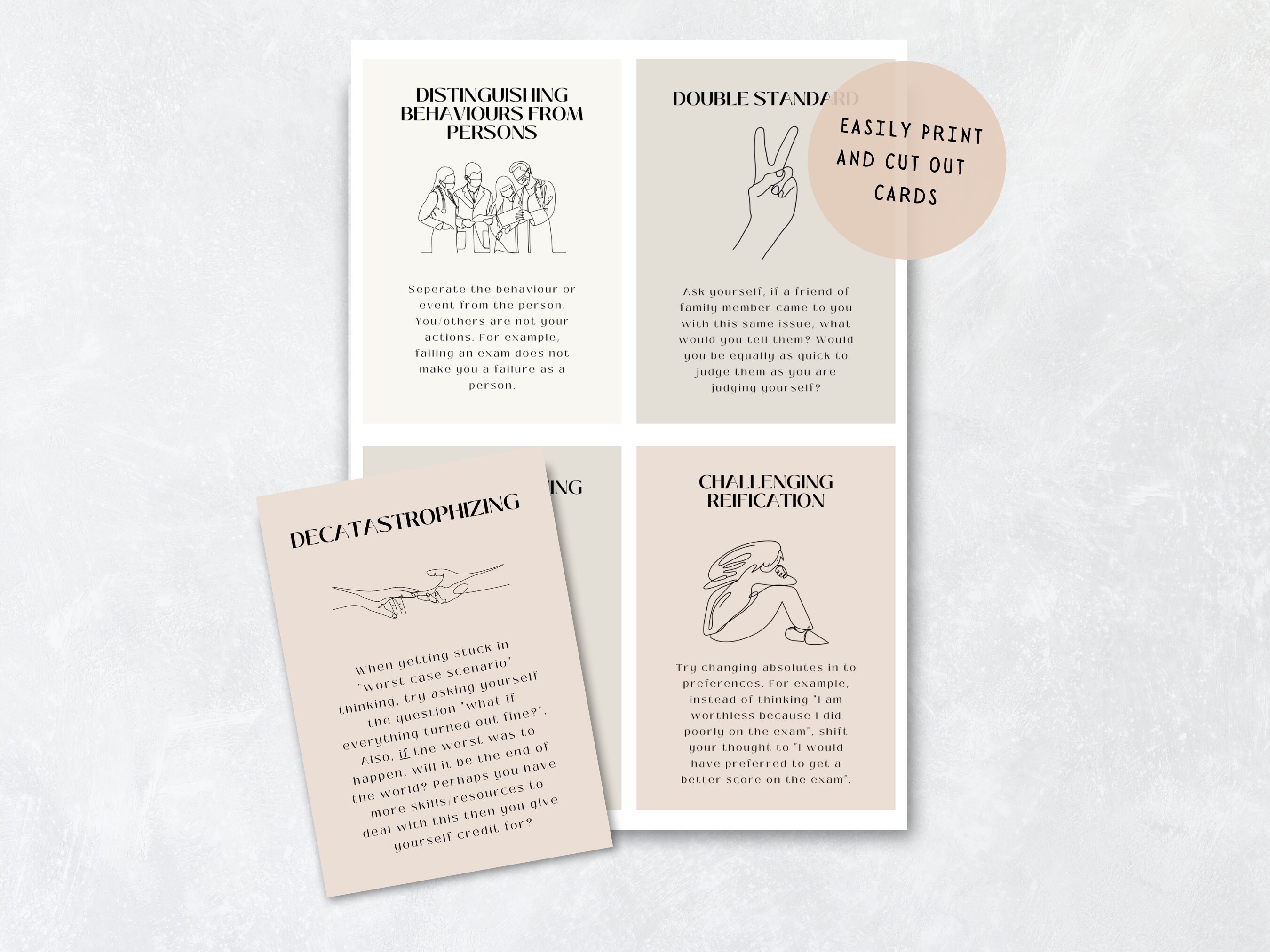 CBT Thought Challenging Cards Bundle CBT Therapy Cards CBT Flashcards ...