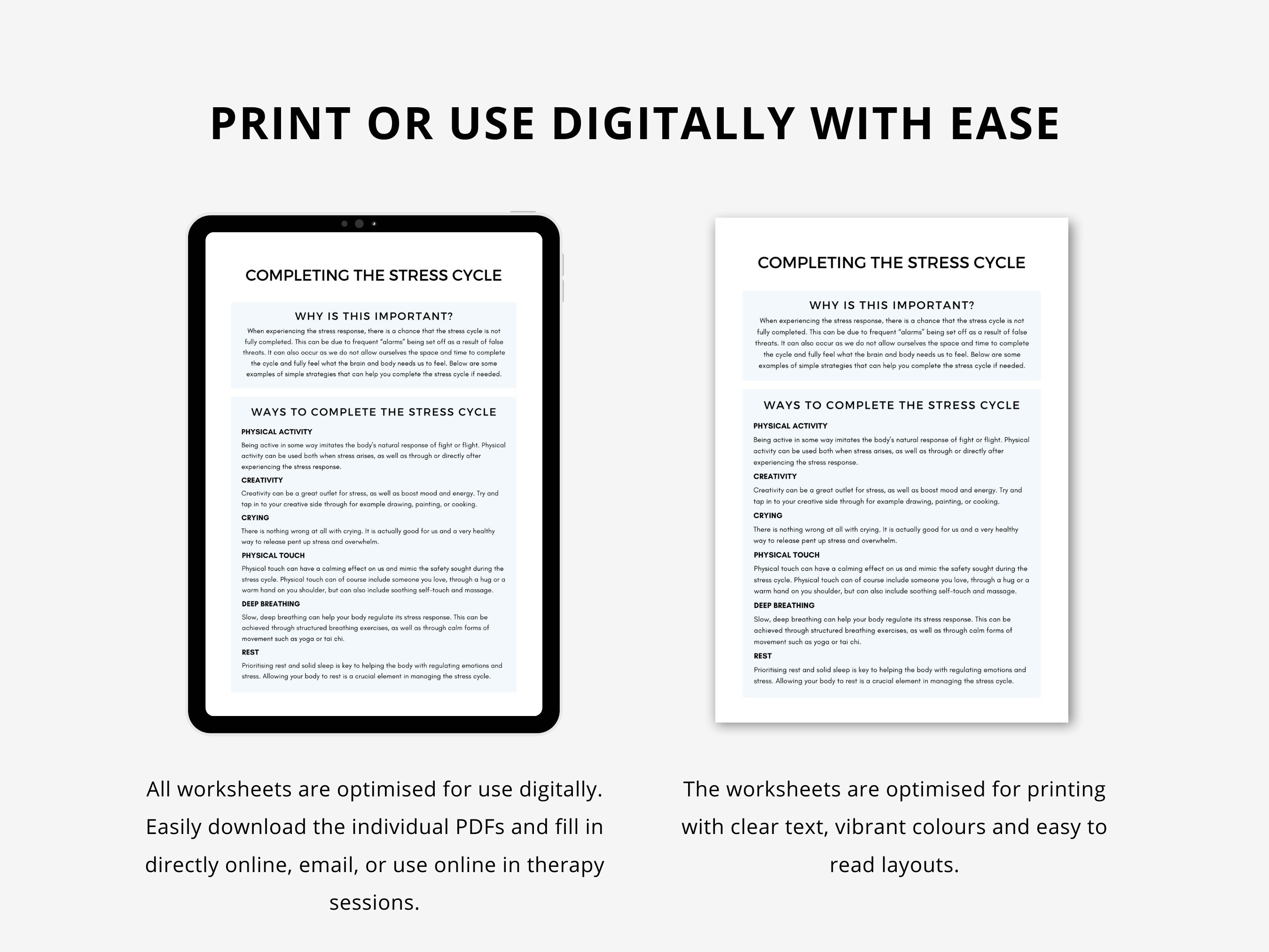 Stress Response Cycle Worksheets, Fight Flight Freeze Fawn Bundle for ...
