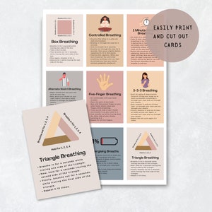 Mindful Breathing Exercise Cards for Anxiety Relief (PDF Digital ...