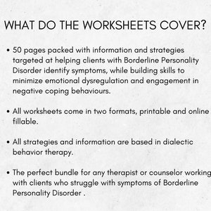 DBT for BPD Worksheets, Borderline Personality Disorder Workbook, DBT ...