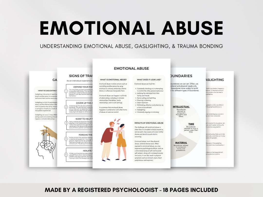Emotional Abuse Psychoeducation Therapy Handouts for Understanding ...