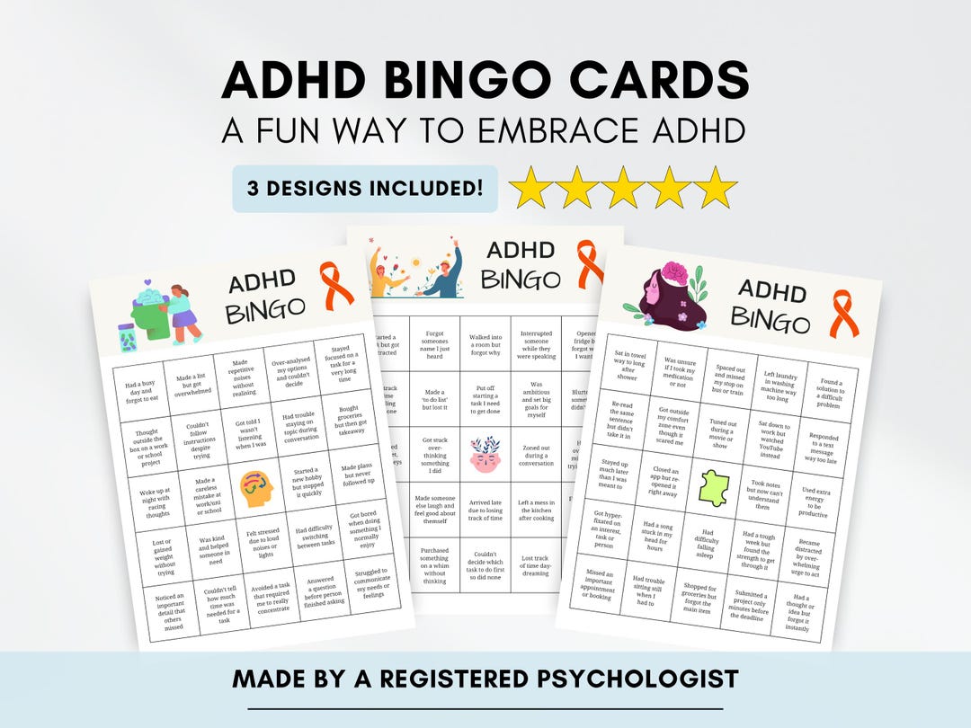 ADHD Bingo Game: Executive Functioning for Teens & Adults (PDF Digital ...