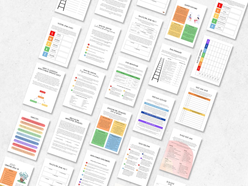 CBT Worksheets for ADHD Brain Bundle, Executive Functioning for Adults ...