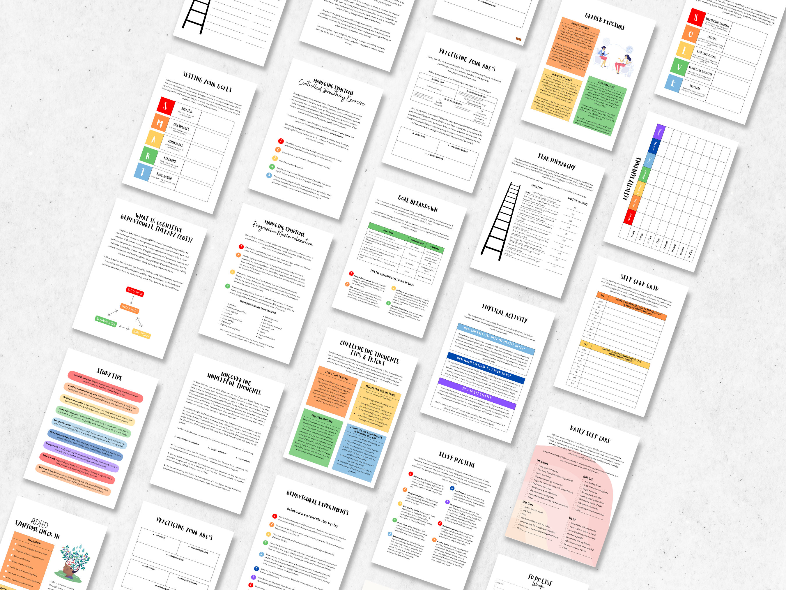 CBT Worksheets for ADHD Brain Bundle, Executive Functioning for Adults ...