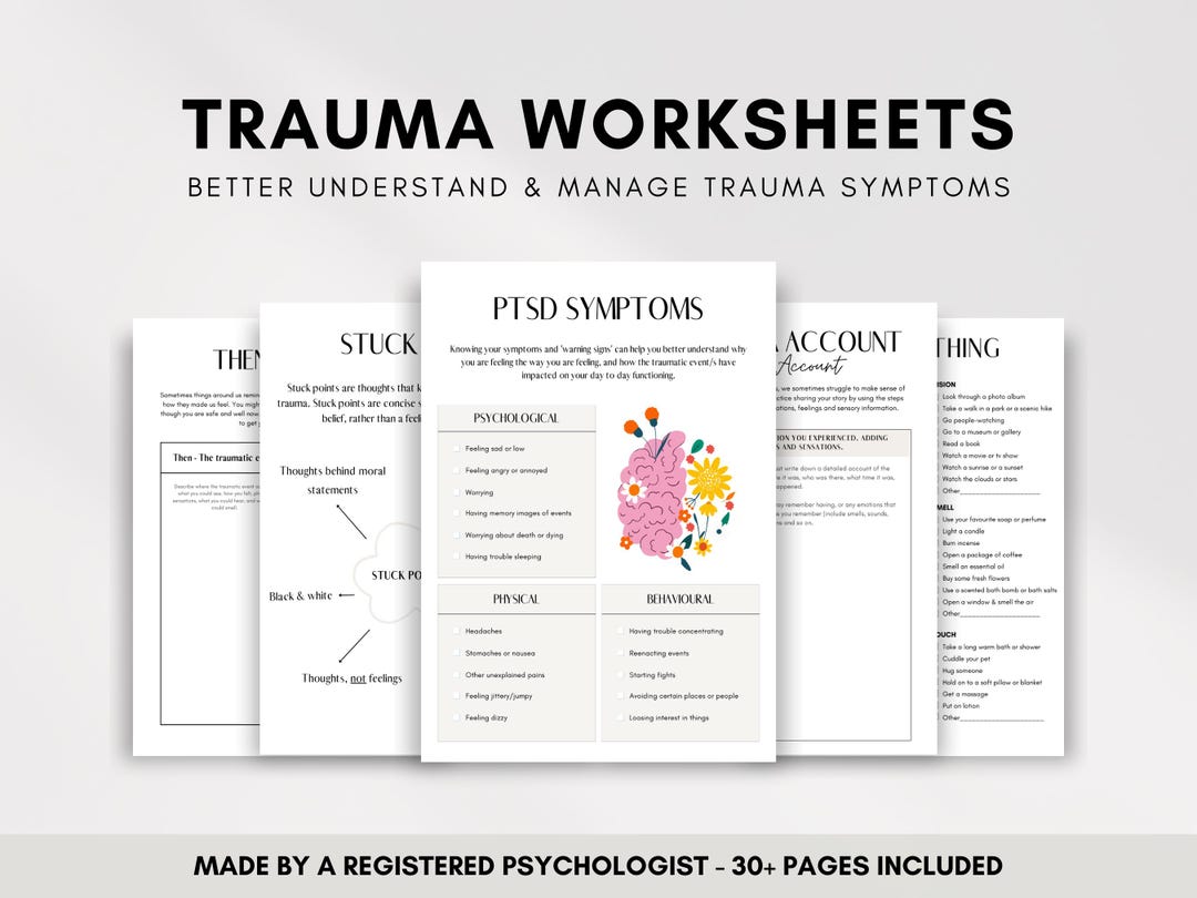 Trauma and PTSD Worksheets, Exercises and Activities for Therapist or ...
