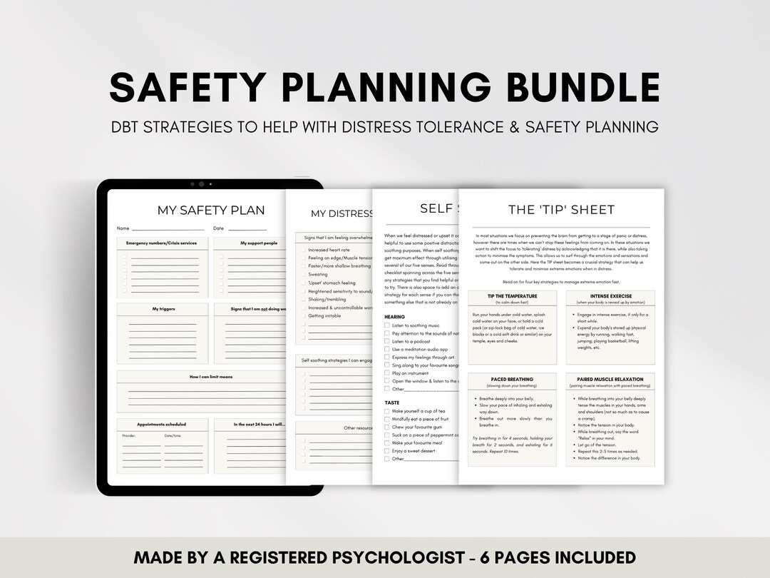 Safety Plan and Crisis Plan Therapist Resource, Counseling Worksheets ...