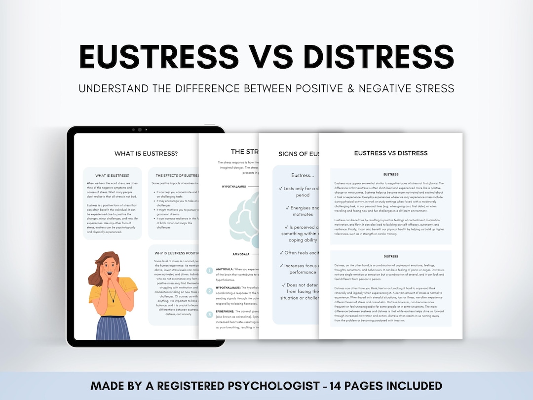 Eustress Vs Distress Therapy Worksheets for Understanding Stress ...