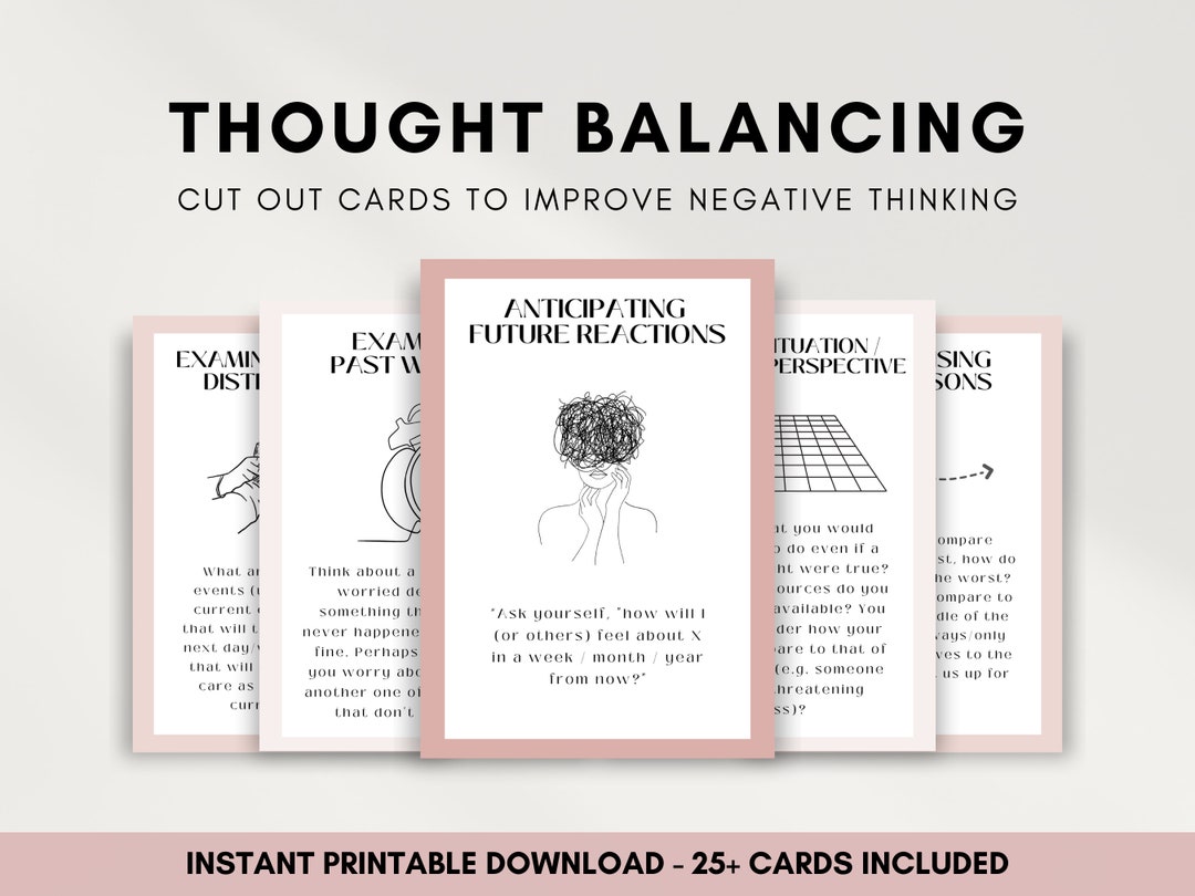 Cognitive Distortions Cards Bundle, Thought Challenging for Adults ...