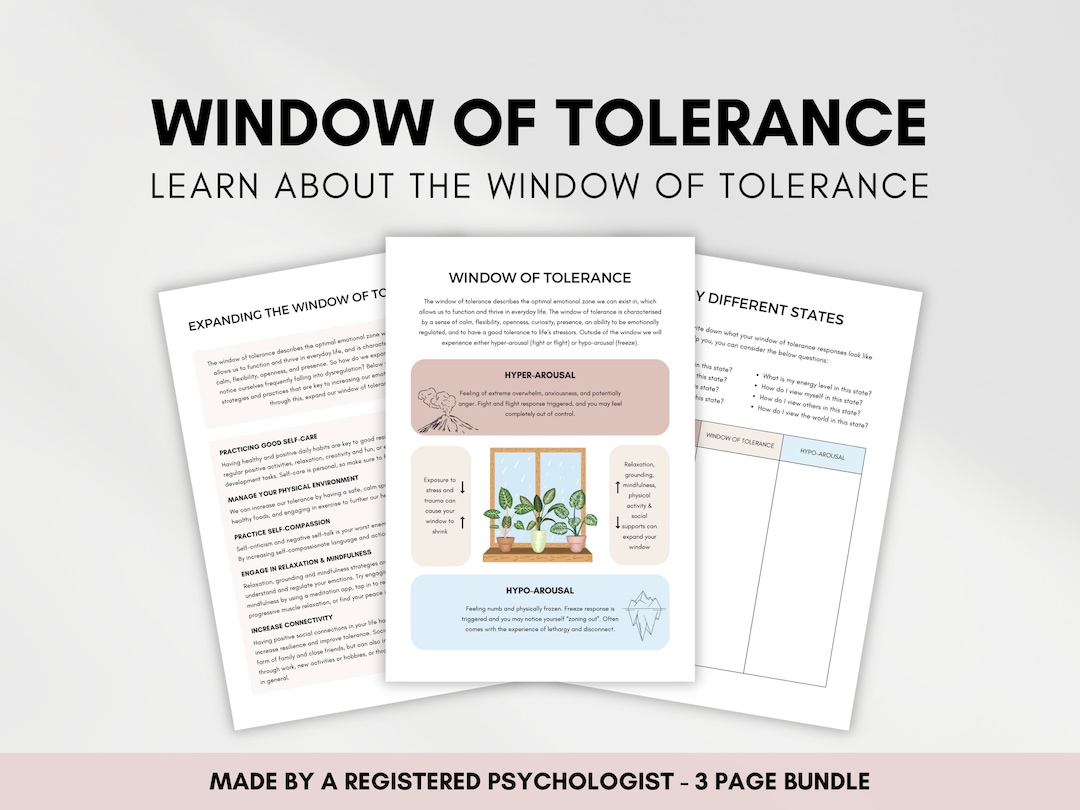 Window of Tolerance Therapy Handouts for Understanding Emotional States ...