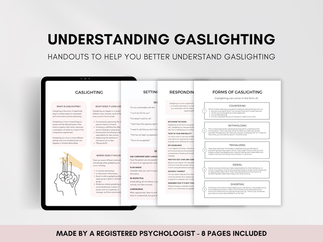 Gaslighting Psychoeducation Worksheets: Cycle of Abuse, Boundary ...