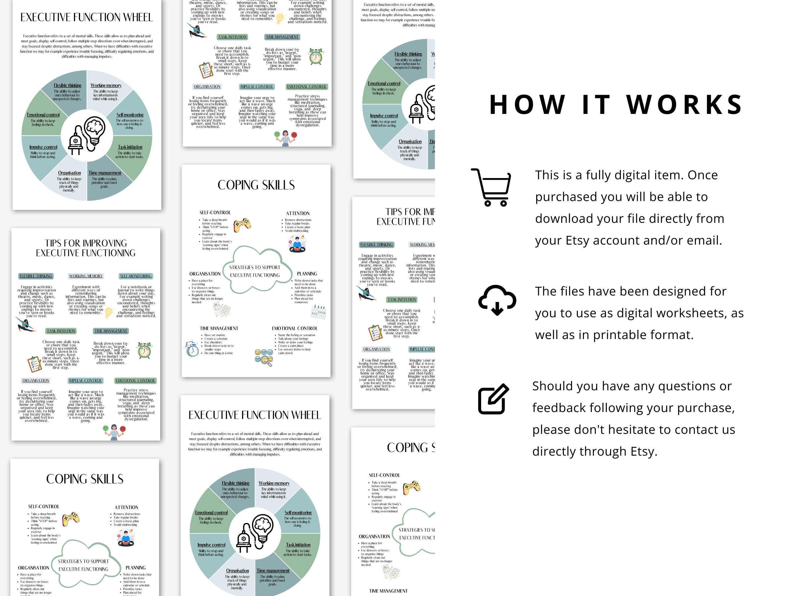 Executive Functioning Worksheets for Adults & Teens, Executive ...