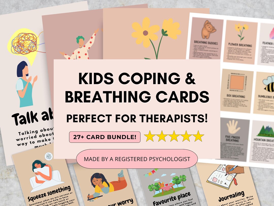 Kids Coping & Breathing Cards for Anxiety Relief and Emotional ...