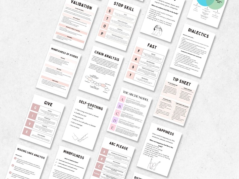 DBT Skills Flashcards Bundle, Positive Coping Skills Cards Therapist ...