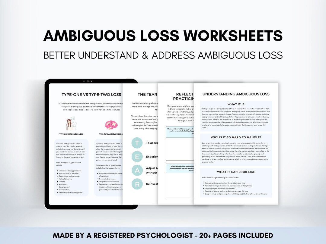 Grief and Loss Worksheets Bundle for Understanding and Managing ...