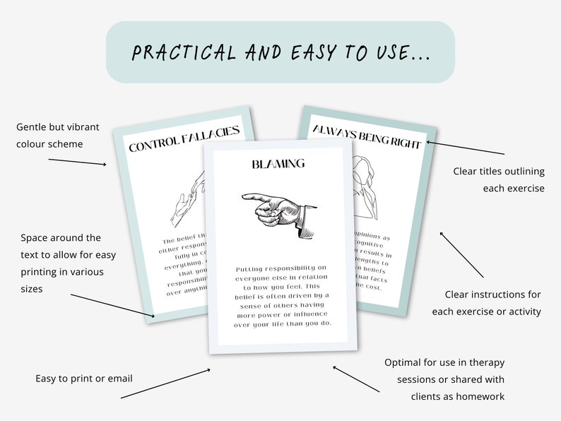 CBT Cognitive Distortion Cards for Adults and Teens for Challenging ...