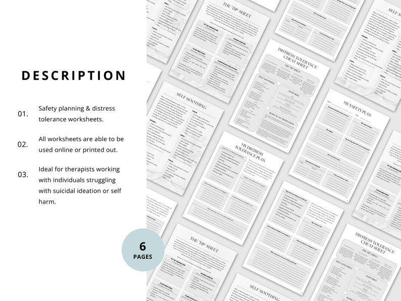 Safety Plan Mental Health Bundle, Distress Tolerance Worksheets for ...