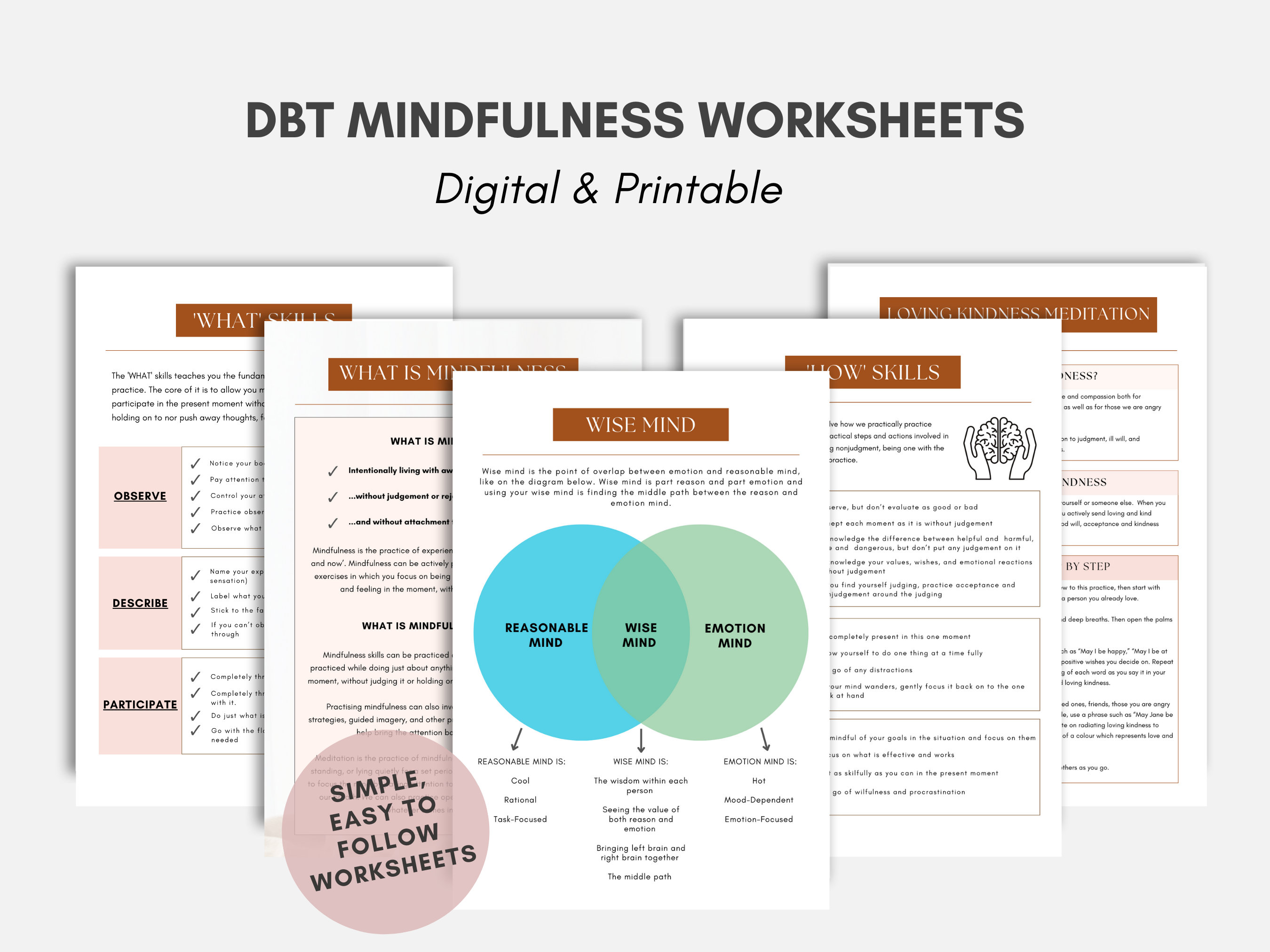 DBT Worksheets Bundle DBT Skills for Teens DBT Workbook Mental Health ...